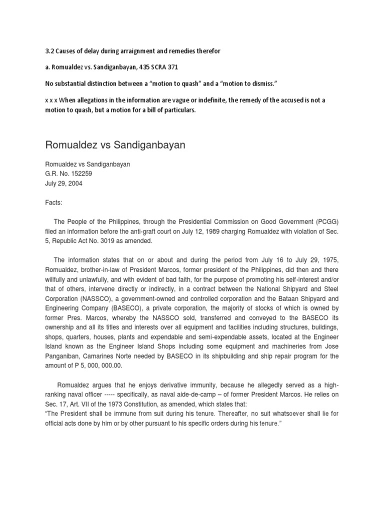 Romualdez Vs Sandiganbayan | PDF | Overbreadth Doctrine | Statutory ...