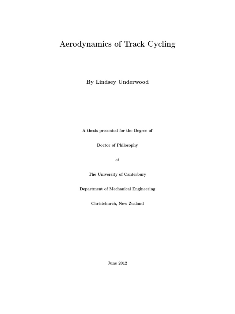 Aerodynamics of Track Cycling | PDF | Reynolds Number | Aerodynamics