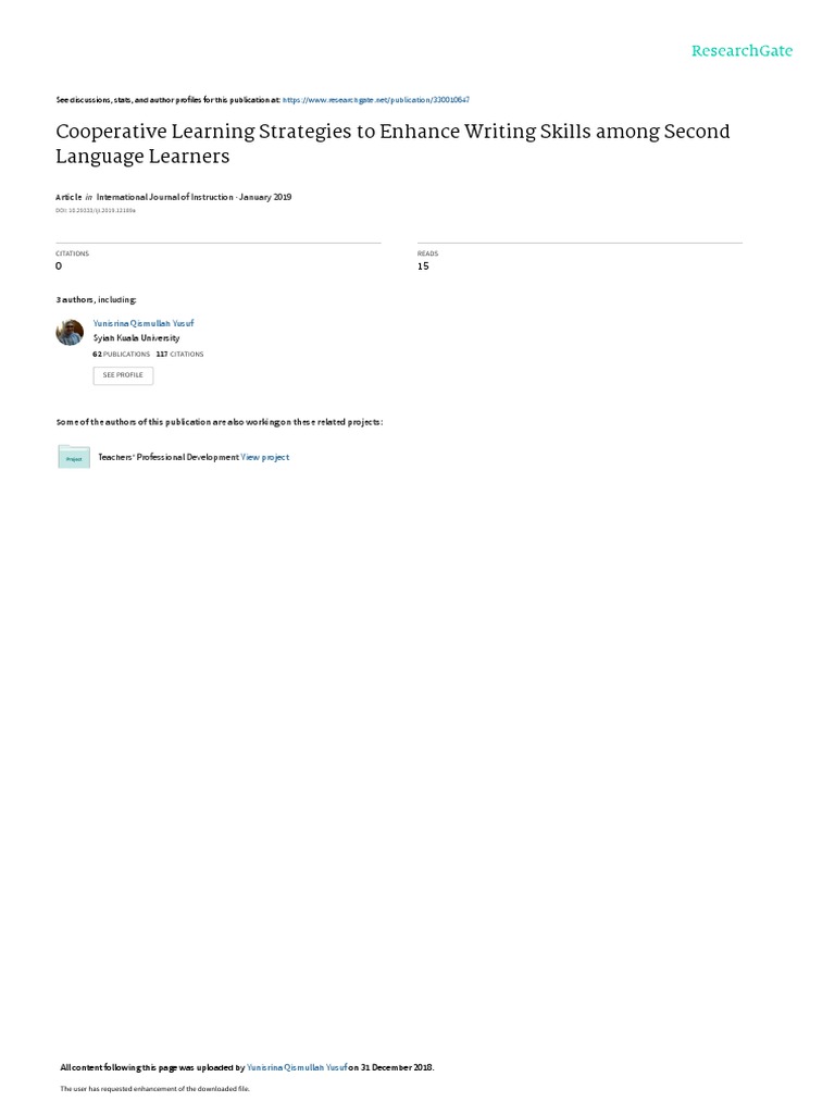 Enhance Writing Skills with Cooperative Learning | PDF | Student's T ...