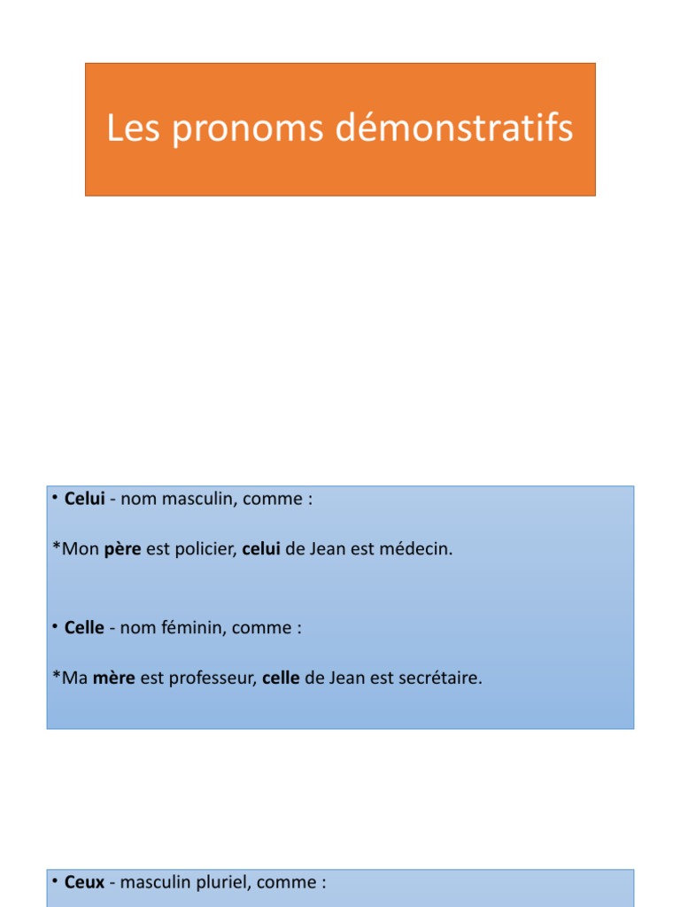 Les Pronoms Démonstratifs | PDF
