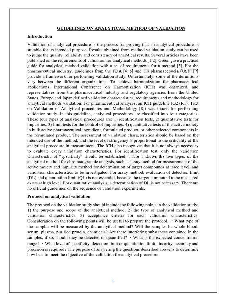 Guidelines for Validation of Analytical Methods: A Comprehensive Review ...