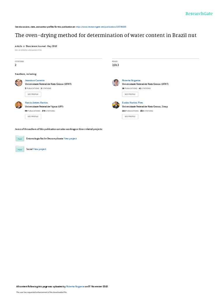 The Oven-Drying Method For Determination of Water | PDF | Coefficient ...