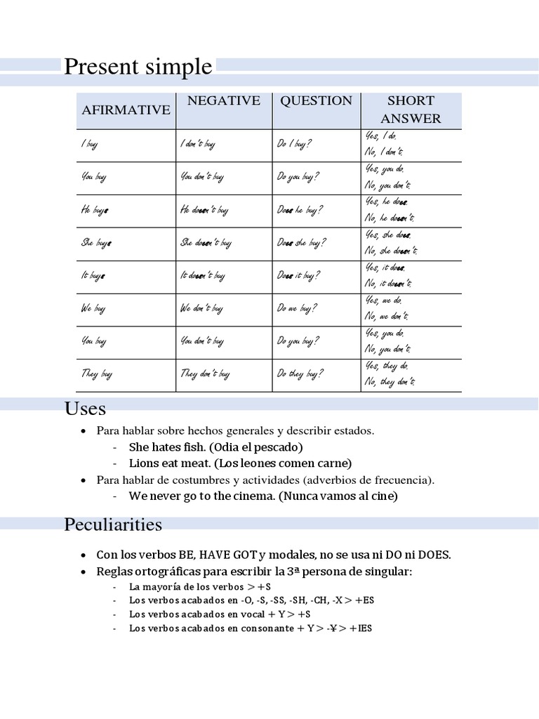 Present Simple | PDF