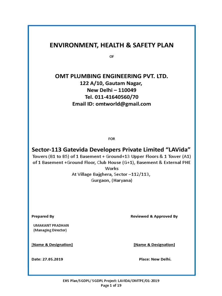 Environment, Health & Safety Plan Environment, Health & Safety Plan ...