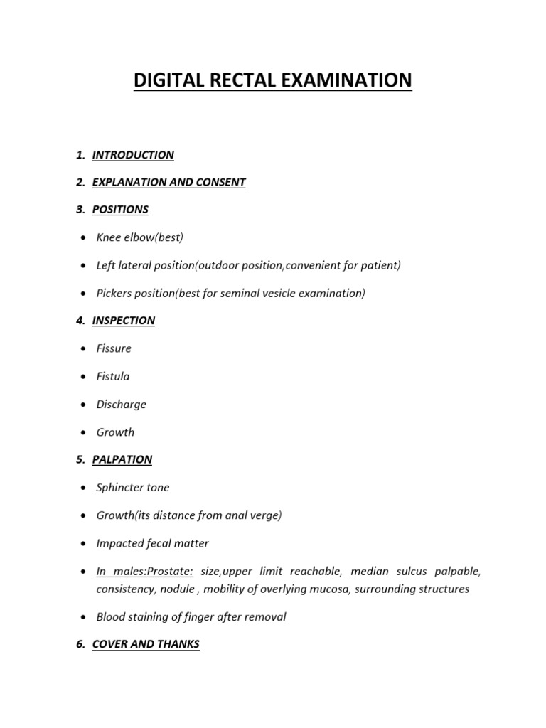 Digital Rectal Examination | PDF | Science & Mathematics