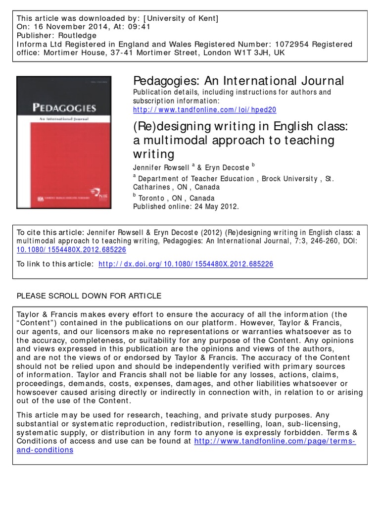 A Multimodal Approach To Teaching | PDF | Ethnography | Design