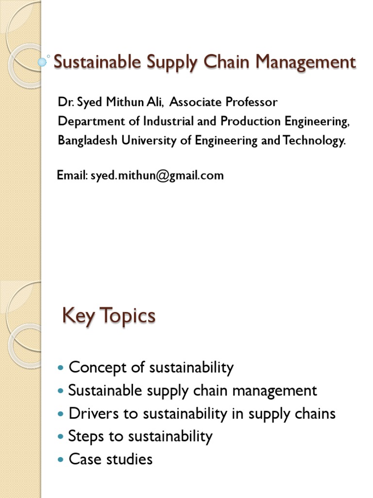 Sustainable Supply Chain Management | PDF | Sustainability | Logistics