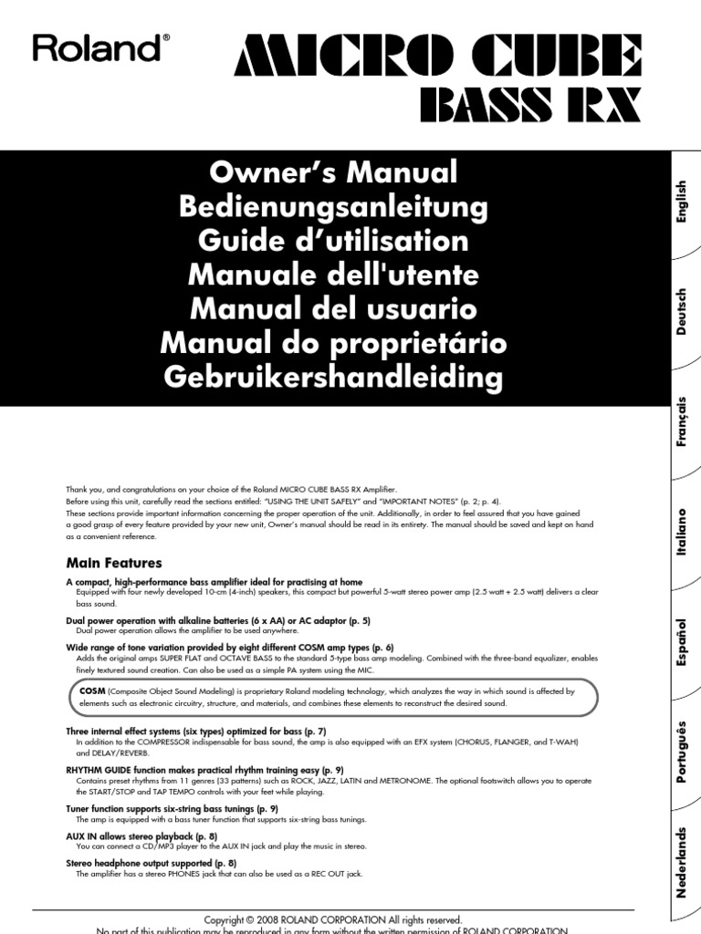 Manual Micro Cube Bass | PDF | Bass Guitar | Ac Power Plugs And Sockets