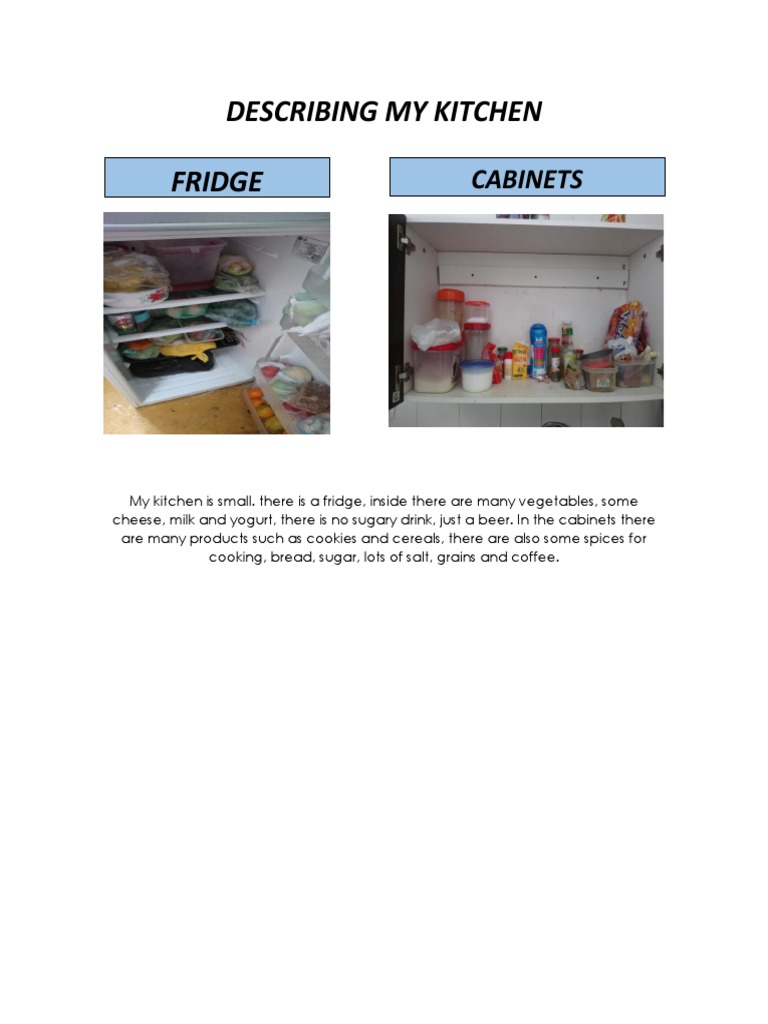 Describing My Kitchen Fridge: Cabinets | PDF