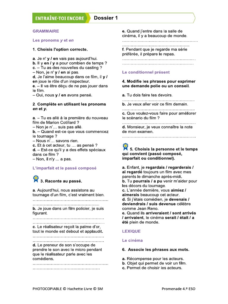 Repaso Francés Promenade ESO41 | PDF