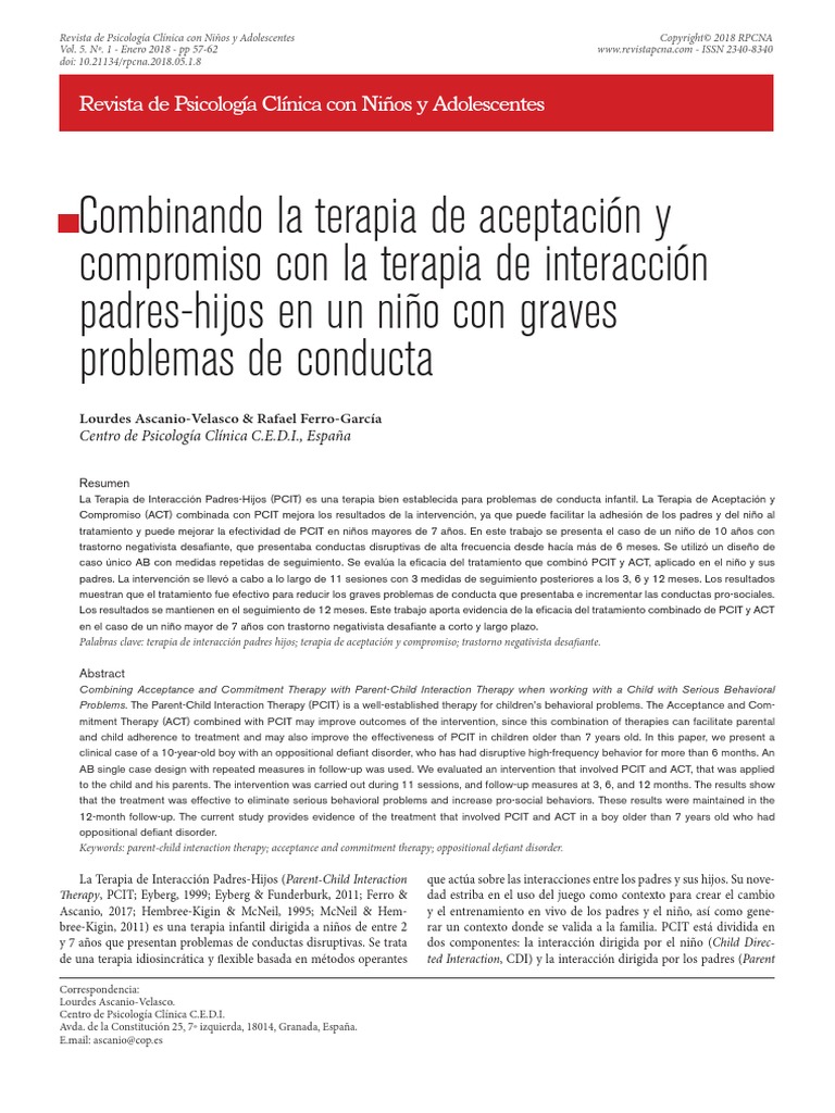Terapia ACT para Padres e Hijo Con Graves Problemas de Conducta. | PDF | Psicoterapia | Manual ...