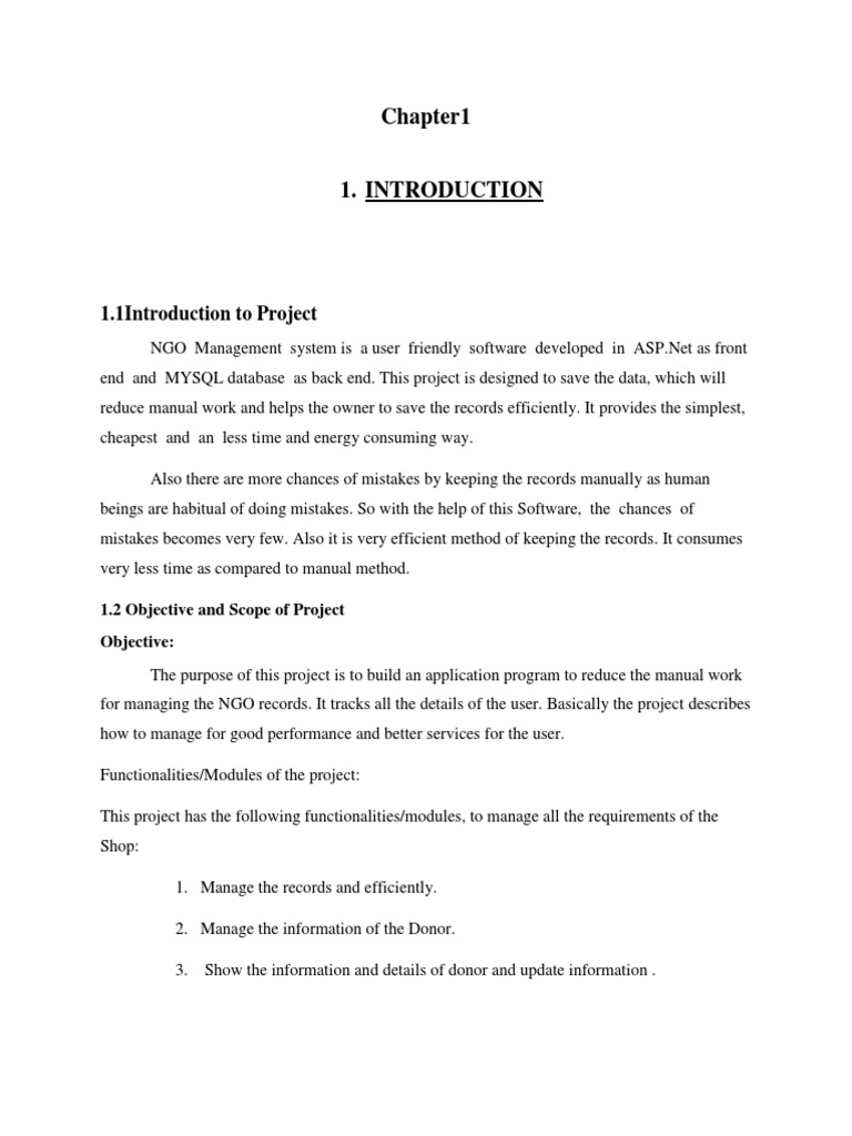 1.1introduction To Project: 1.2 Objective and Scope of Project Objective | PDF | Software ...