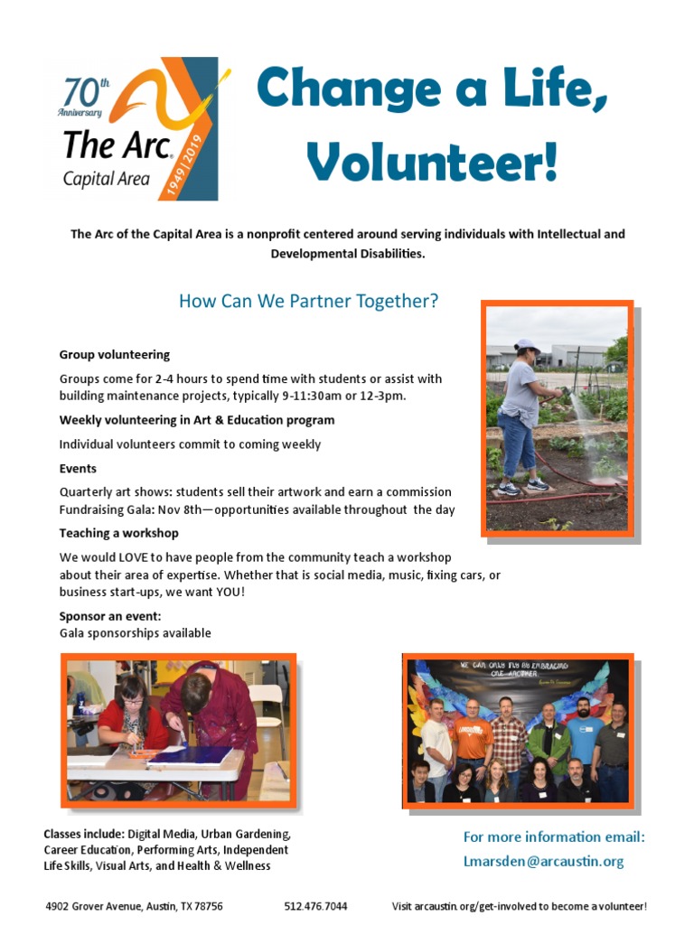 Volunteer Opportunities at The Arc | PDF | Social Science