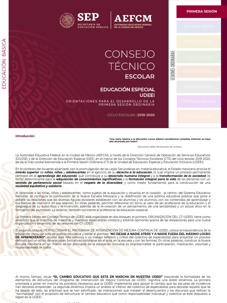 Guia Ct Udeei 1a. Sesión | Educación primaria | Educación especial