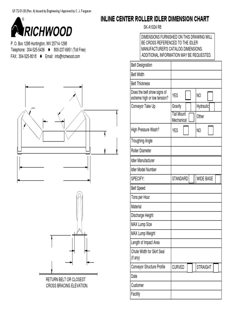 Inline Center Roller Idler Dimensions | PDF | Belt (Mechanical ...