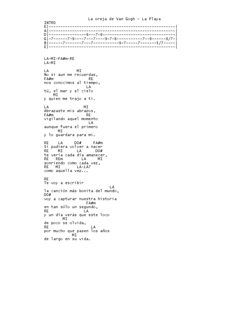 La Oreja de Van Gogh - La Playa | PDF