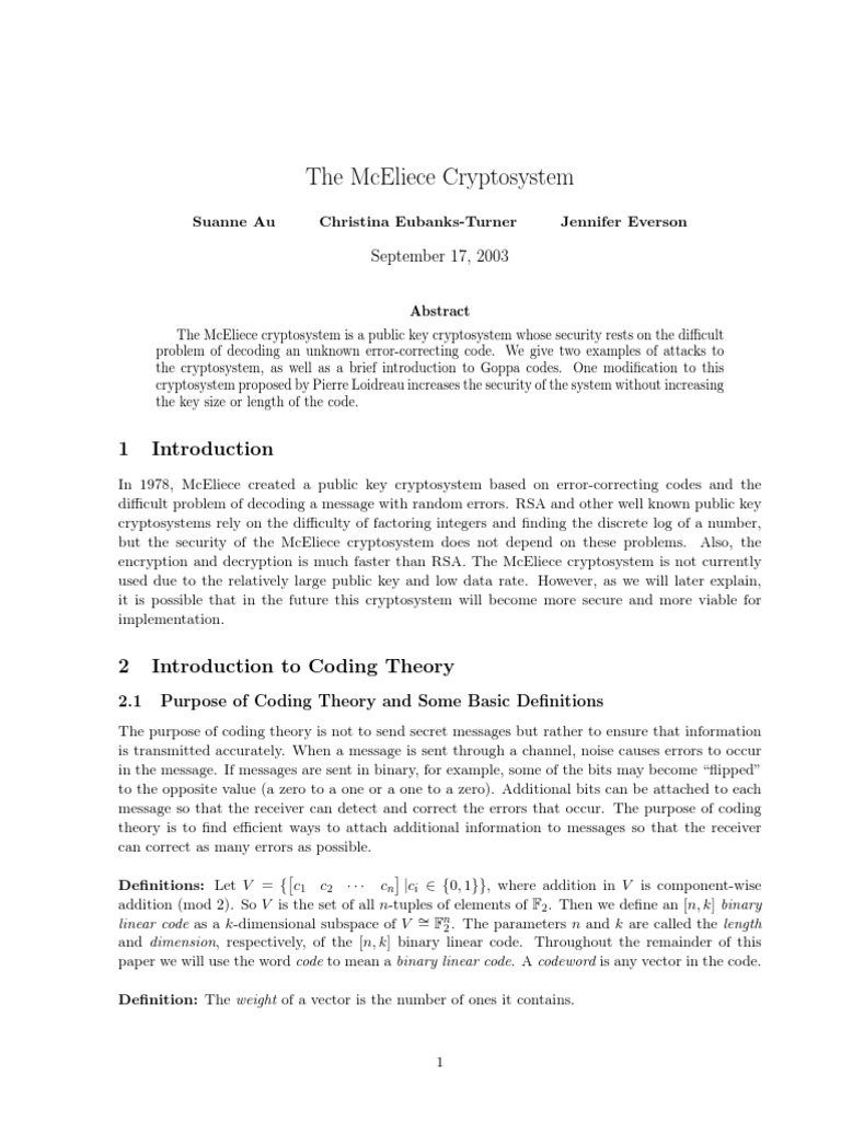 The McEliece Cryptosystem | PDF | Cryptography | Applied Mathematics