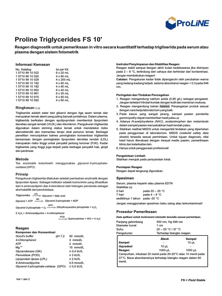 Package Insert Triglycerides FS 10 Ed. 09 | PDF