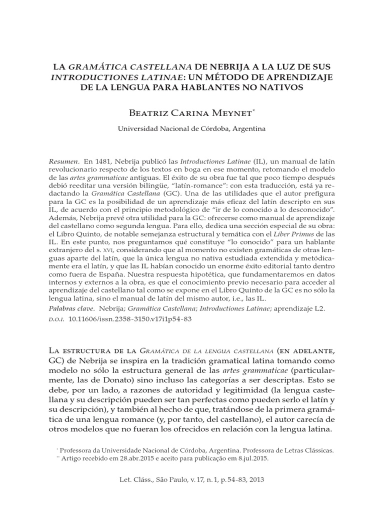 Nebrija: Gramática Castellana y Latín | PDF | latín | Lengua española
