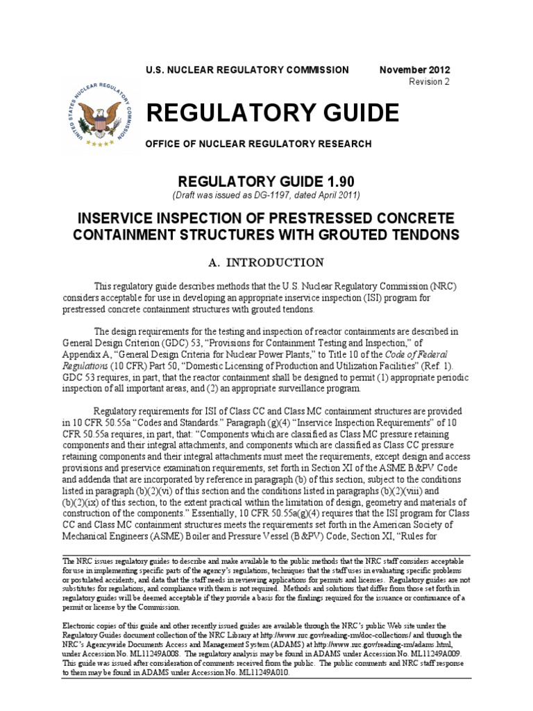 Regulatory Guide 1.90 | PDF | Nuclear Regulatory Commission ...