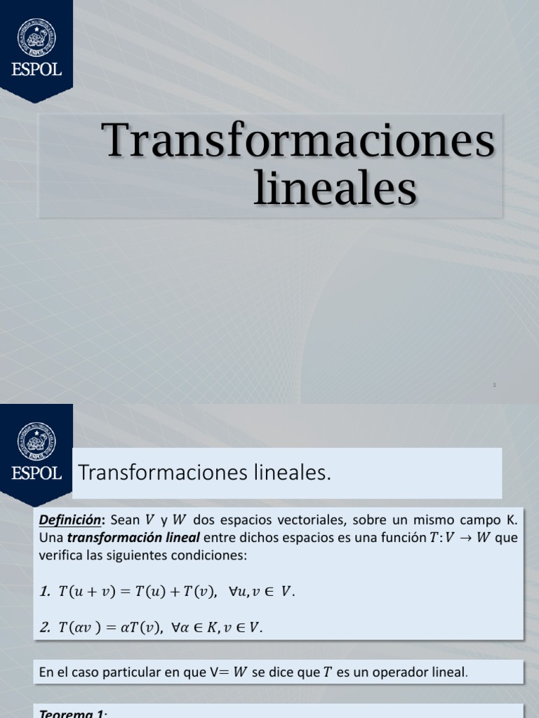 Clase - 1 Transformaciones Lineales | PDF | Mapa lineal | Espacio vectorial