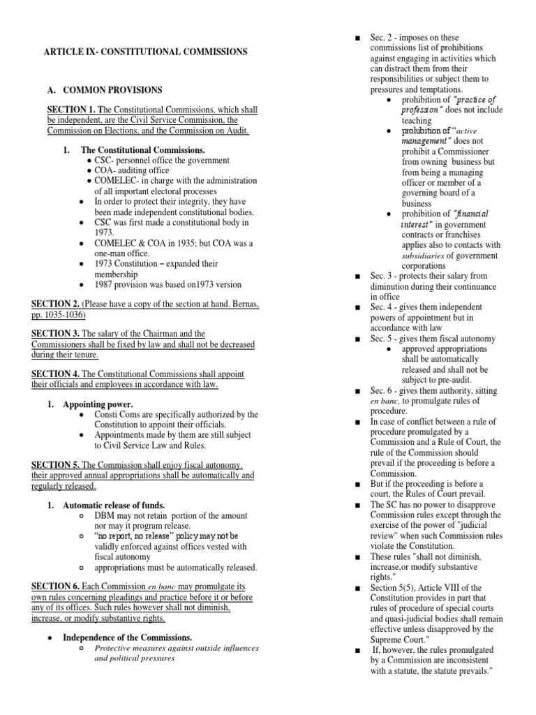 Overview of Article IX: Constitutional Commissions | PDF | Commission ...