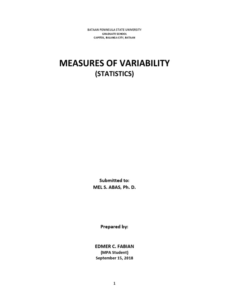 Measures of Variability | PDF | Variance | Mean