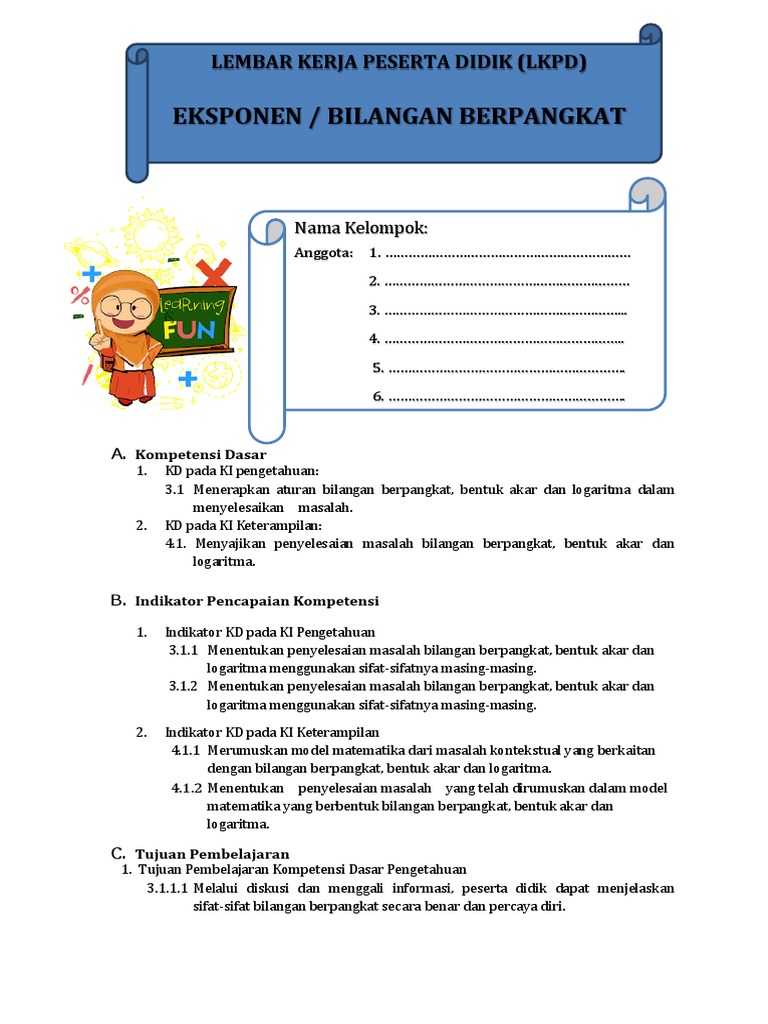 LKPD Bilangan Berpangkat | PDF