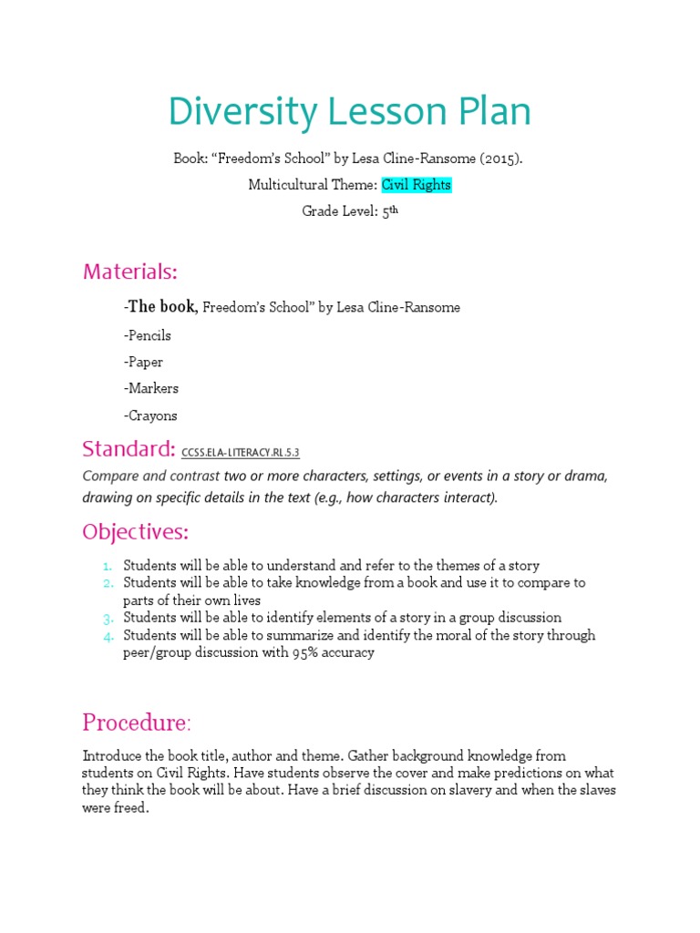 Diversity Lesson Plan | PDF
