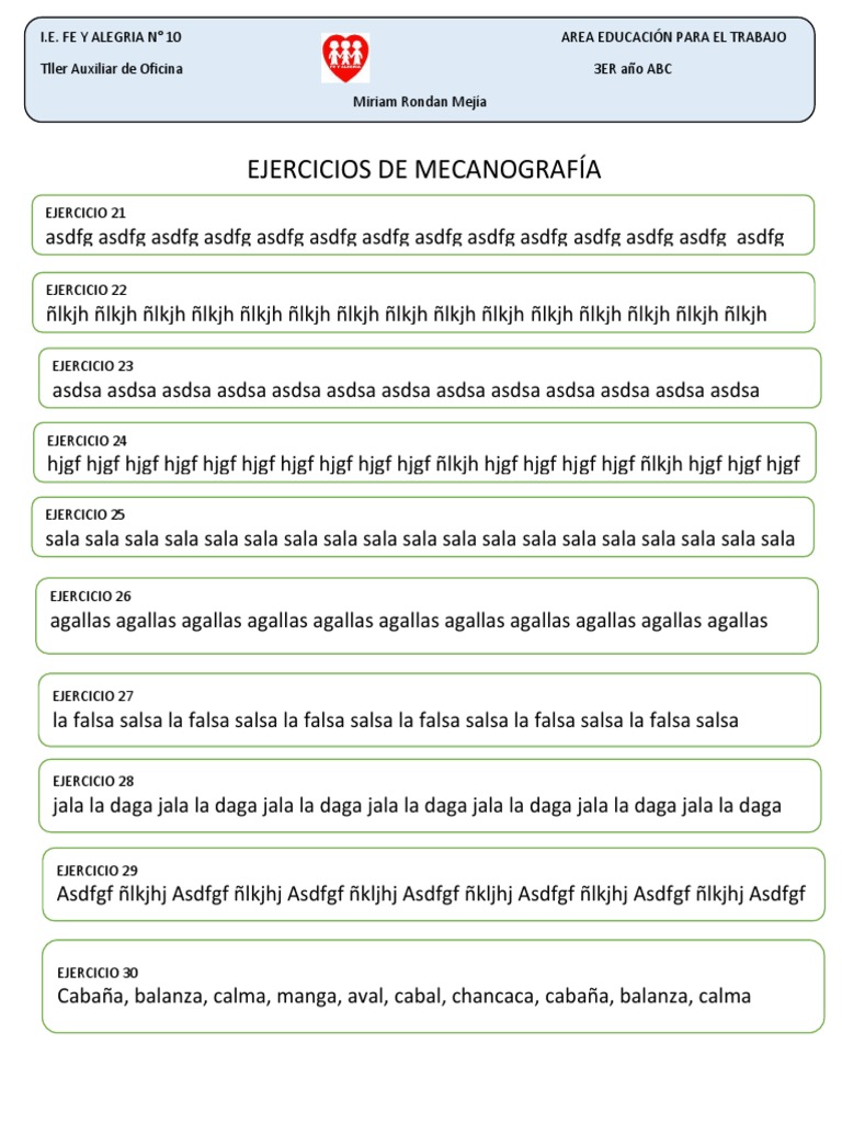 Ejercicios Mecanografia | PDF