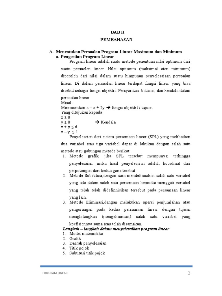 Menentukan Persoalan Program Linear Maximum Dan Minimum | PDF | Metode ...