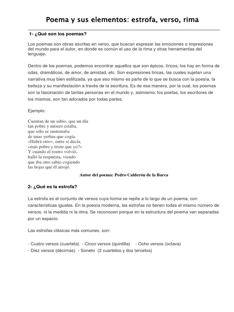 Poema y Sus Elementos | PDF | Rima | Poesía