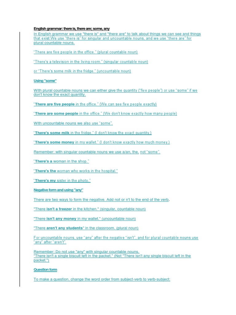 English Grammar There Is Are and Some and Any | PDF | Philosophy ...