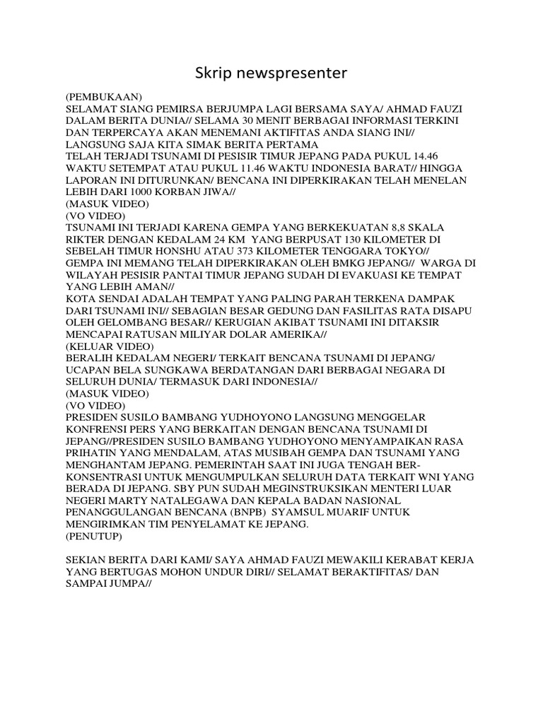Contoh Teks Editorial Dan Skip News Presenter | PDF