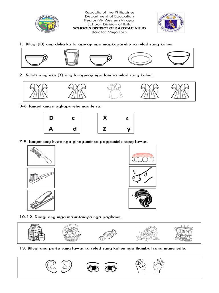 Assessment Tool For Incoming Kinder | PDF