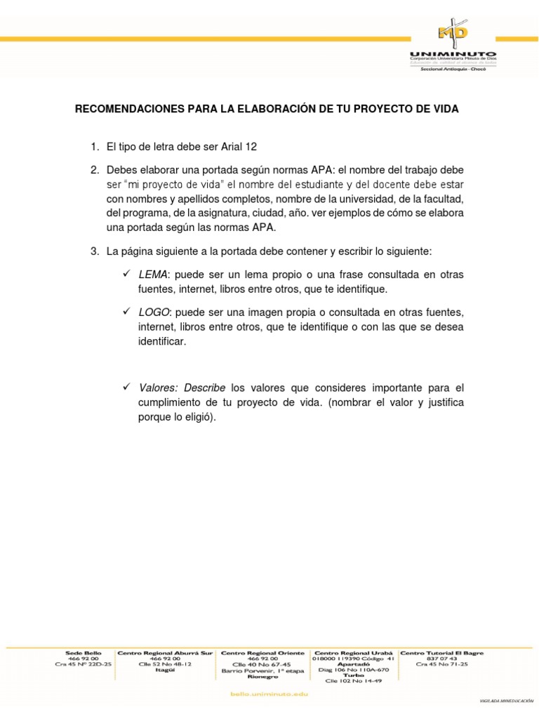 Guia de Proyecto de Vida | PDF