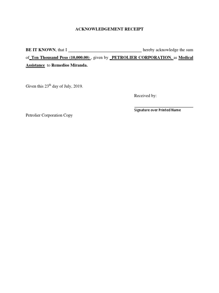 Acknowledgement Receipt | PDF