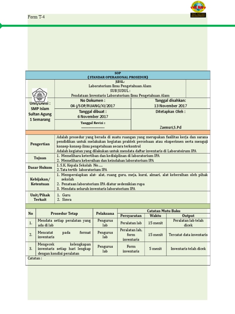 SOP Pendataan Inventaris | PDF