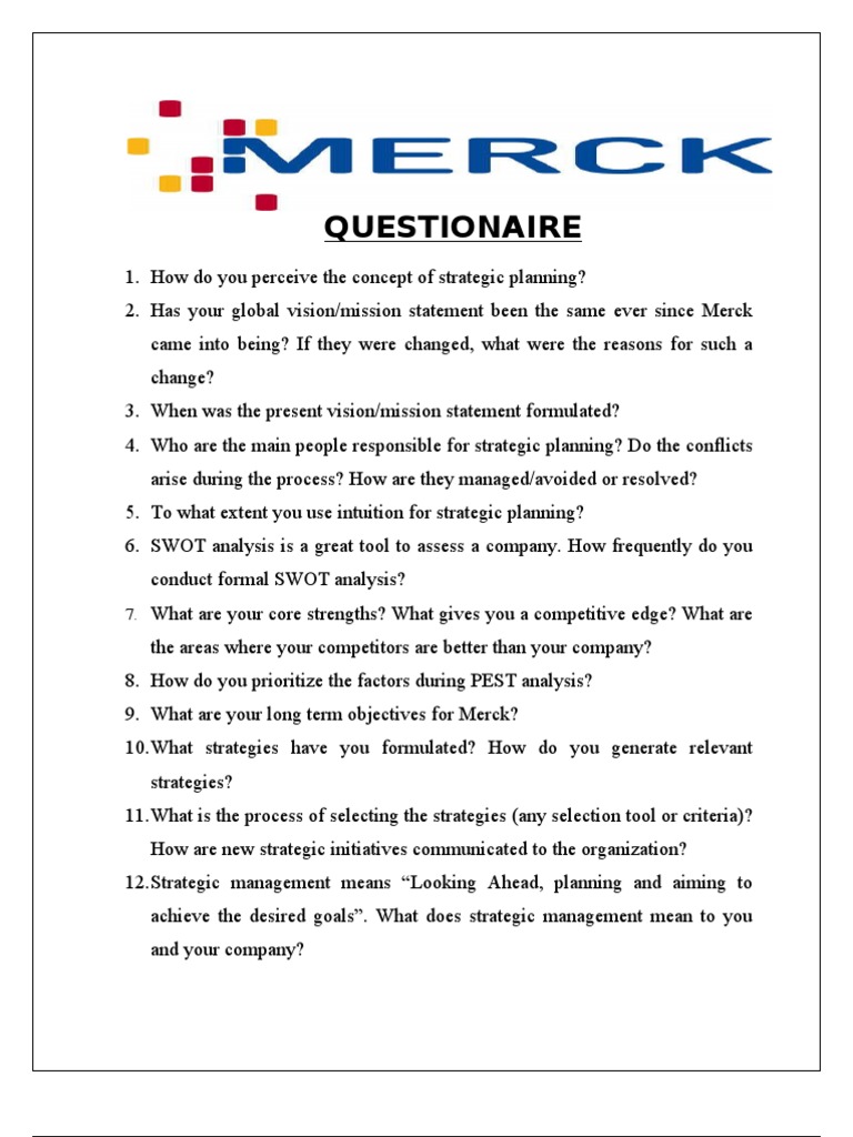 Strategic Report Questionnaire | PDF | Strategic Management | Strategic ...