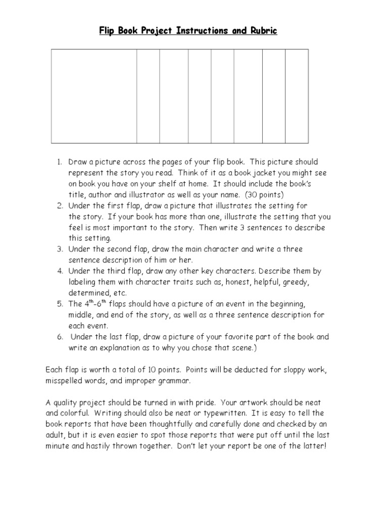 Flip Book Project Guidelines for Grade 7 | PDF