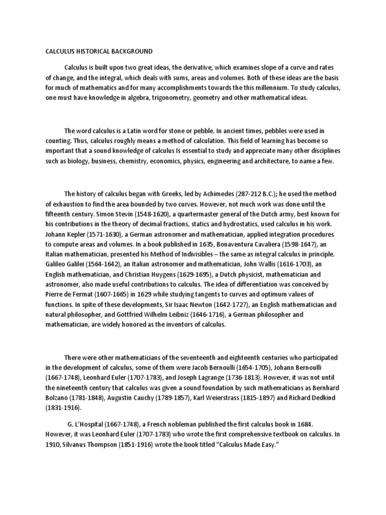 Calculus Historical Background | PDF | Calculus | Teaching Mathematics