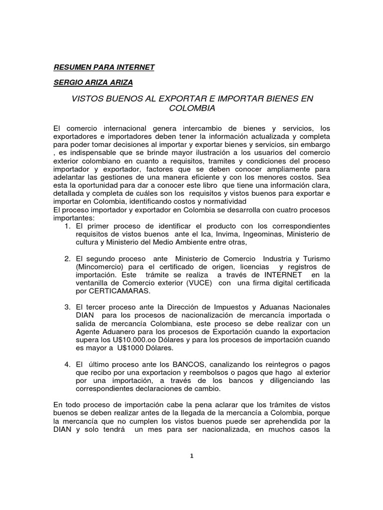 Vistos Buenos | PDF | El comercio internacional | Colombia