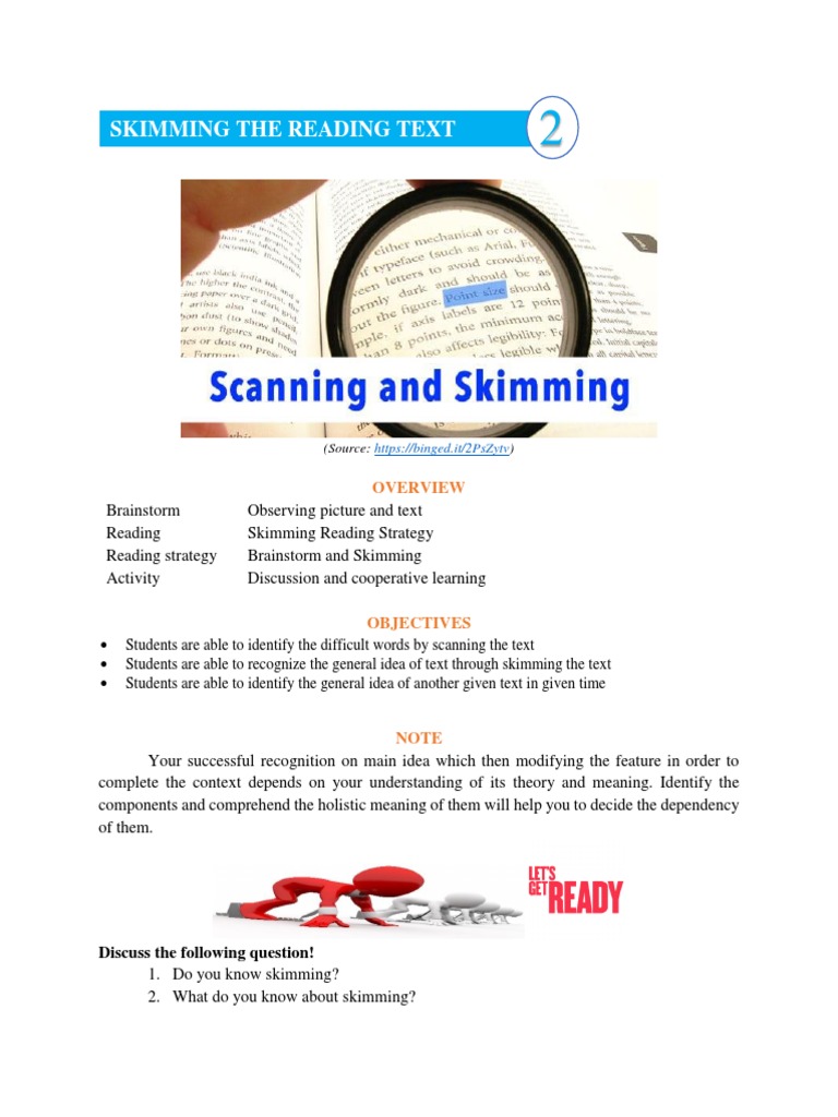 Unit 2 Skimming The Reading Text | PDF | Speed Reading | Hemp
