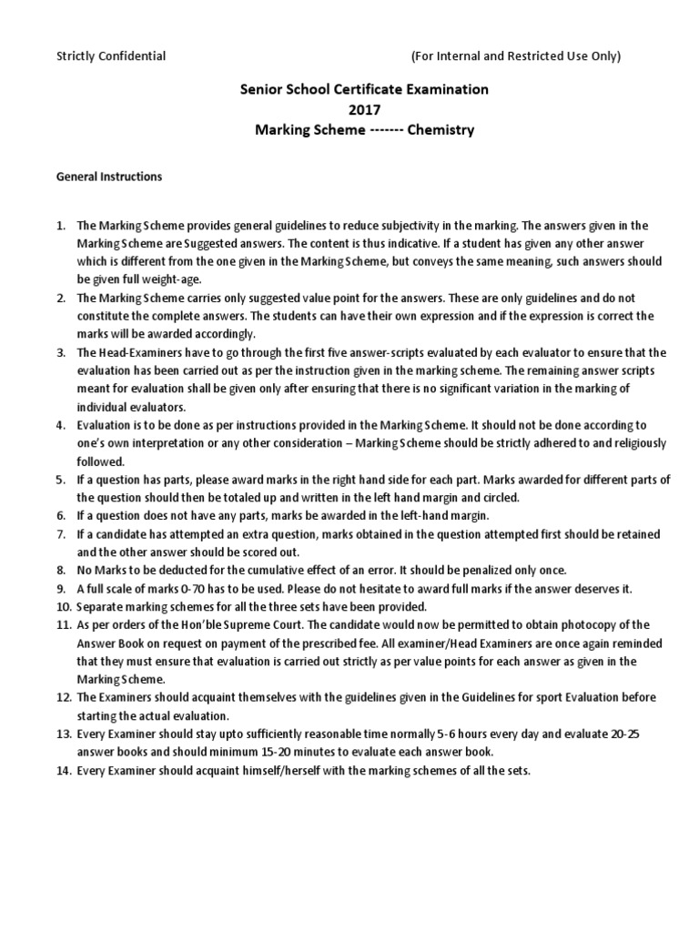 2017 Chemistry Marking Scheme Overview | PDF | Amine | Ammonium