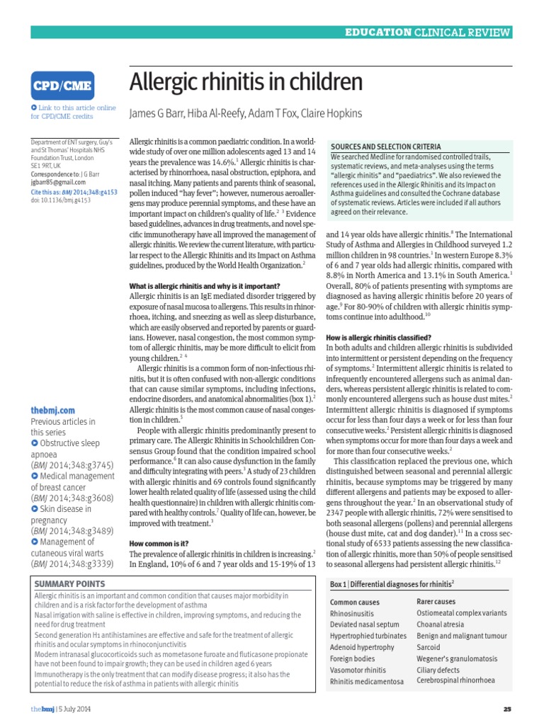 Understanding Allergic Rhinitis in Children | PDF | Allergen | Allergy