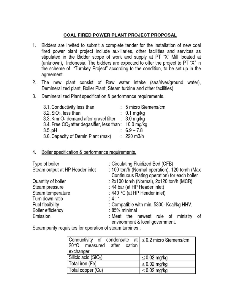 Power Plant Proposal | PDF | Boiler | Pump