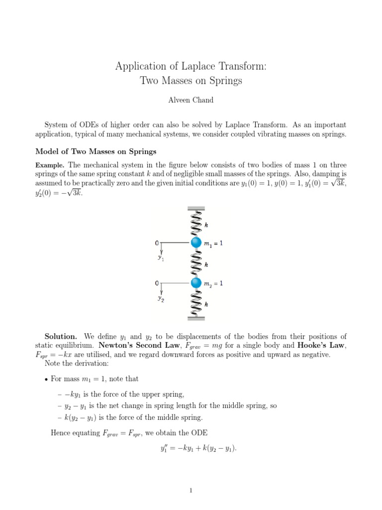 Laplace Transform in Two Mass Systems | PDF | Ordinary Differential ...