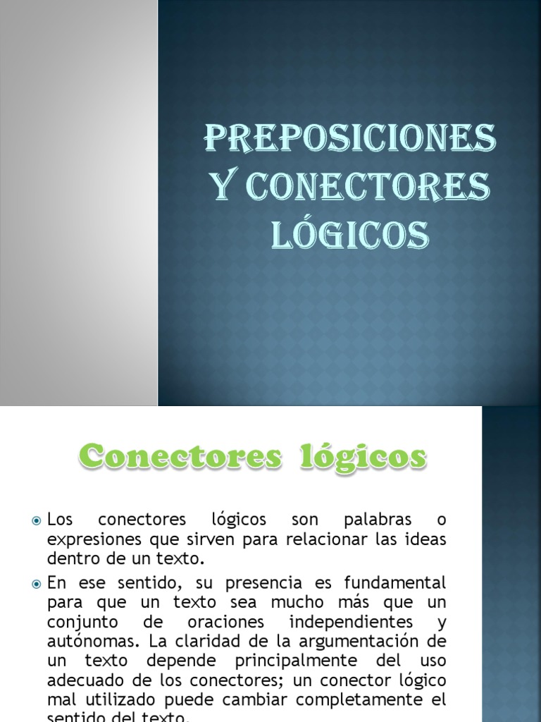 Preposiciones y Conectores Lógicos | PDF | Información | Oración (Lingüística)