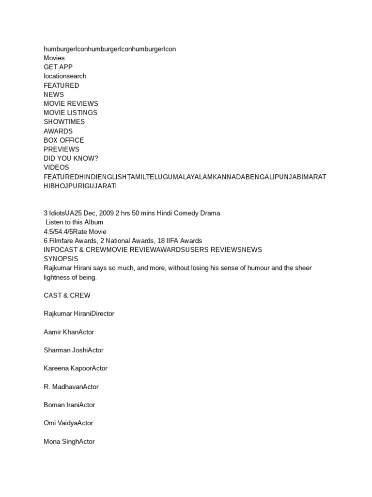 3 Idiots Reflection | PDF