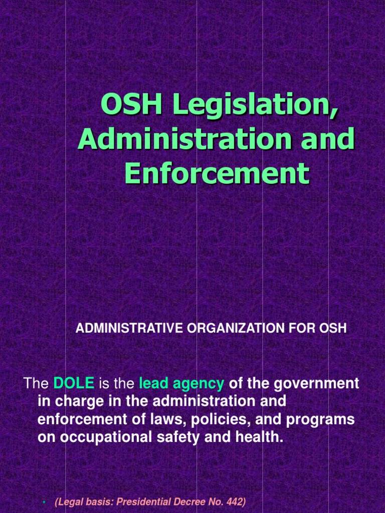 Osh Legislation Administration And Enforcement Pdf Occupational